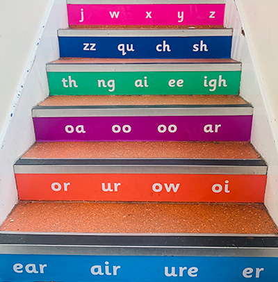 Literacy Stair Graphics for schools - Blocks Design Services