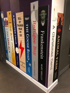 Book spine wall graphic signage for schools - Blocks Design Services